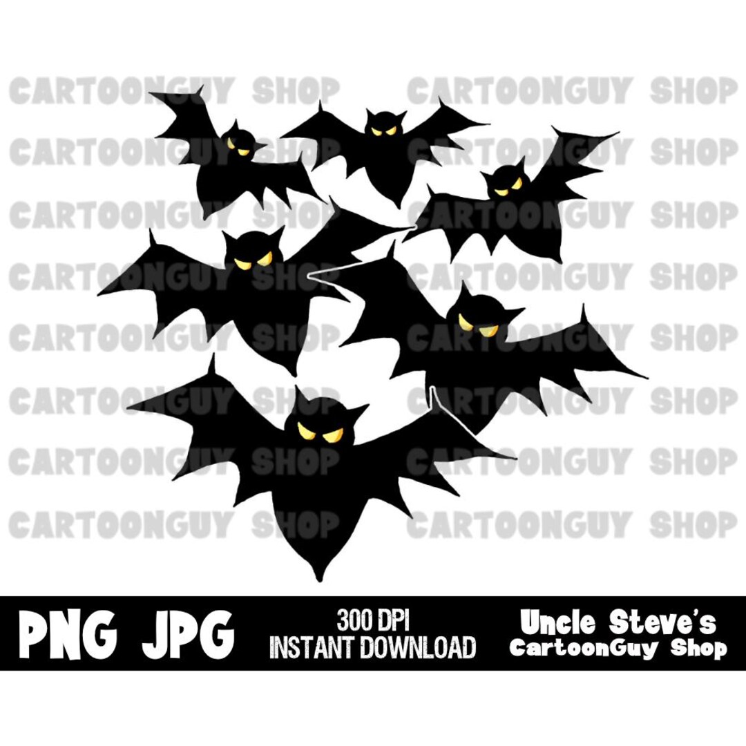 Halloween Clip Art - Flock of Bats - PNG - JPG - Sublimation - Cartoon ...