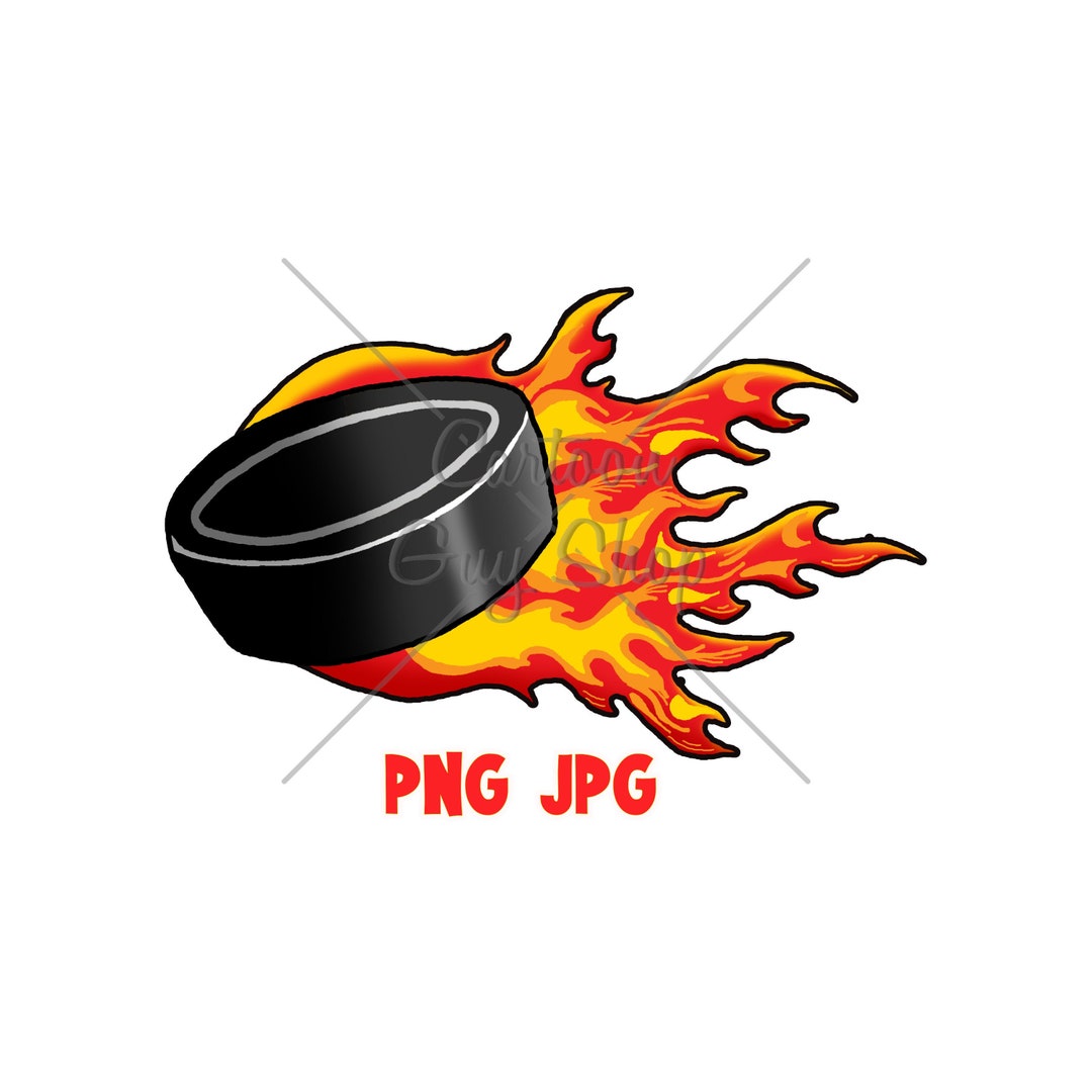 Hockey Clipart Flaming Hockey Puck PNG JPG Cartoon Image Digital ...
