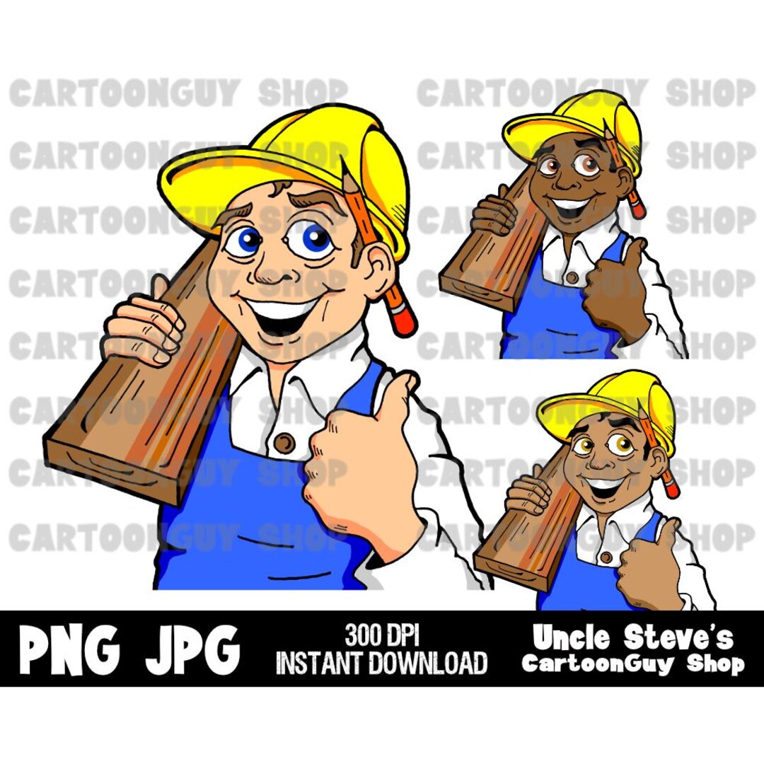 Carpenter Clip Art - Thumbs up Carpenter - Three Ethnic Versions - PNG ...