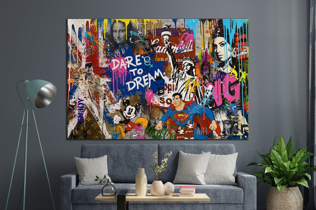 CANVAS ART PRINT Dare to Dream Graffiti Art Print Inspirational Print ...