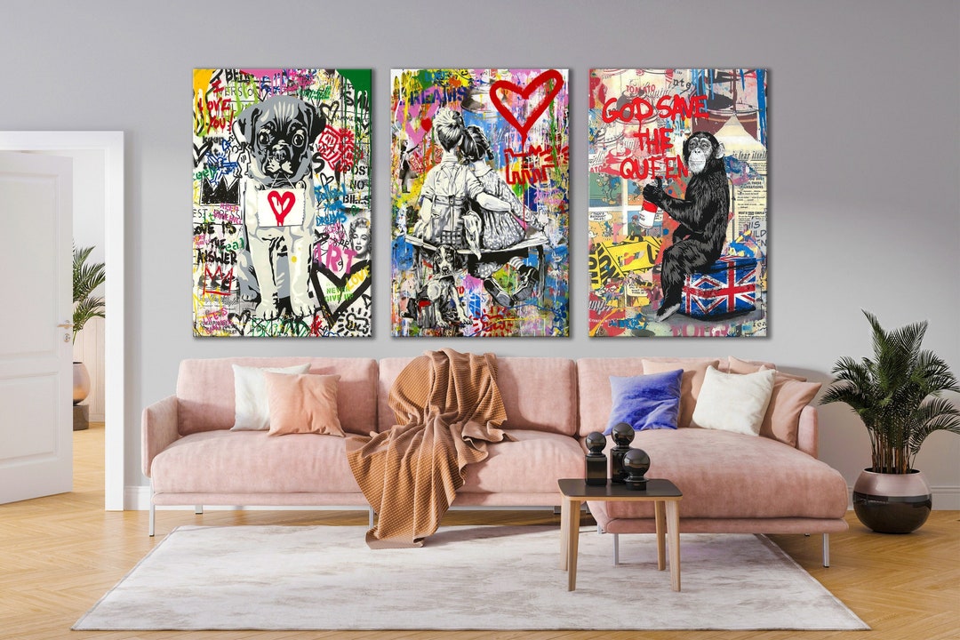 CANVAS ART PRINT Pop Art Set of 3 Arts Banksy Canvas Set Pop - Etsy