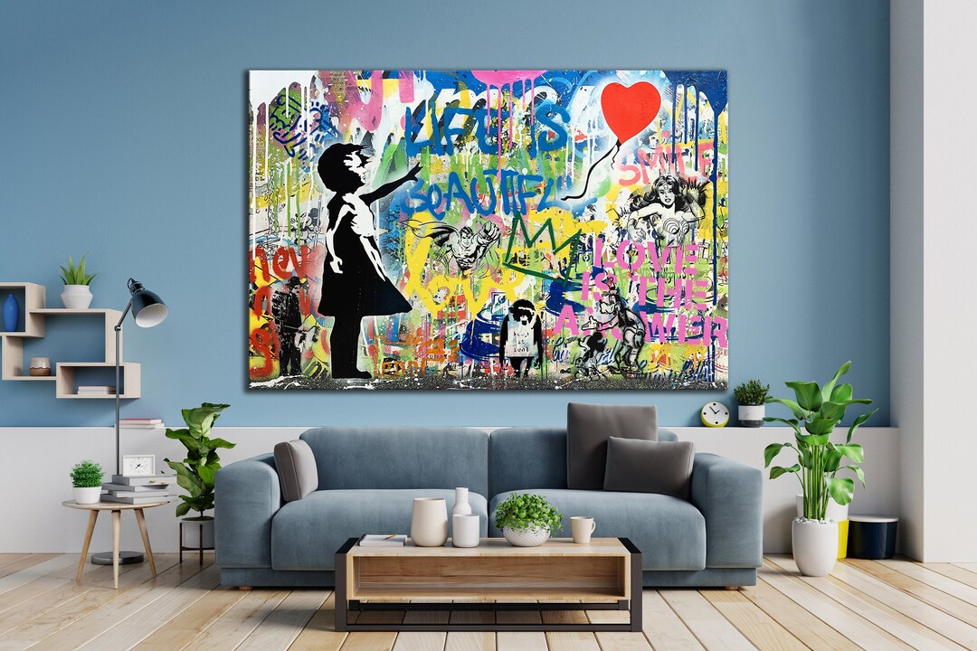 CANVAS ART PRINT Banksy Girl With Balloon Print Color Pop Art Canvas ...