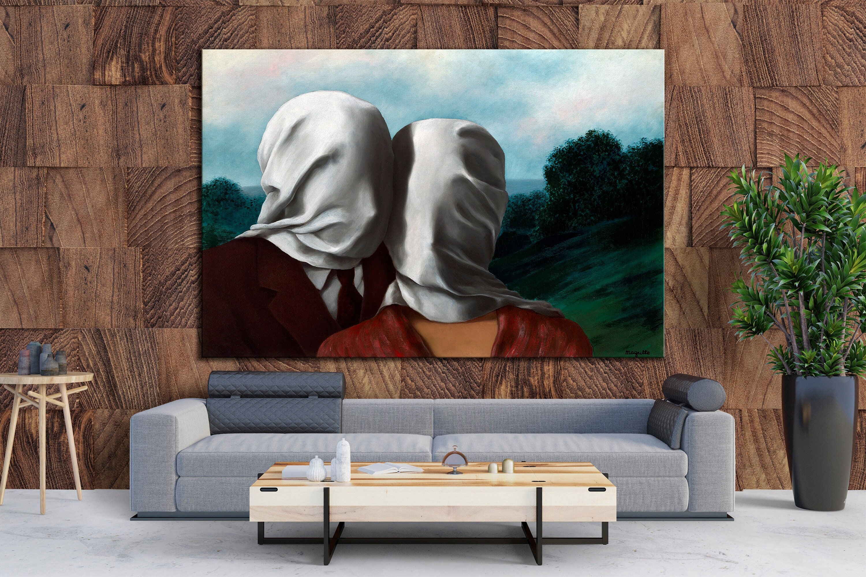 CANVAS ART PRINT Lovers Art by Rene Magritte Print on Canvas - Etsy