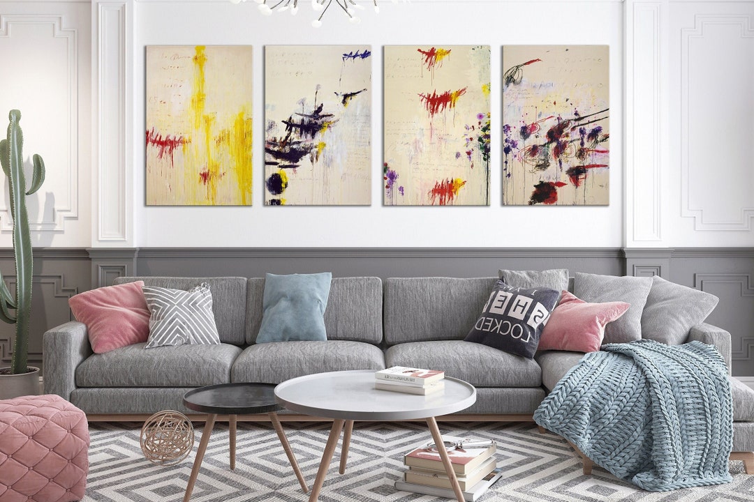 CANVAS ART PRINT Four Seasons Canvas Set Cy Twombly Painting Print Abstract Set Wall Art Set of ...