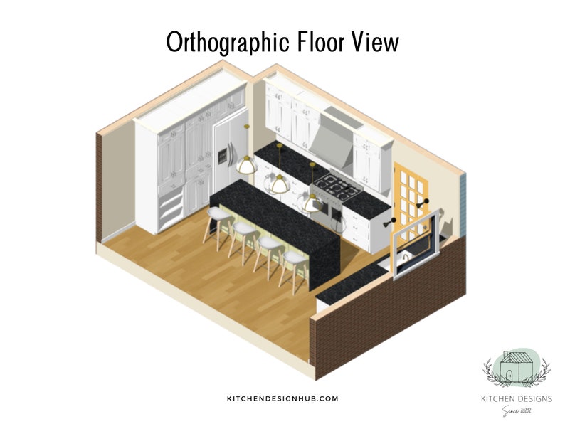 Custom Kitchen Interior Design E-design 2D Layout 3D Renderings - Etsy