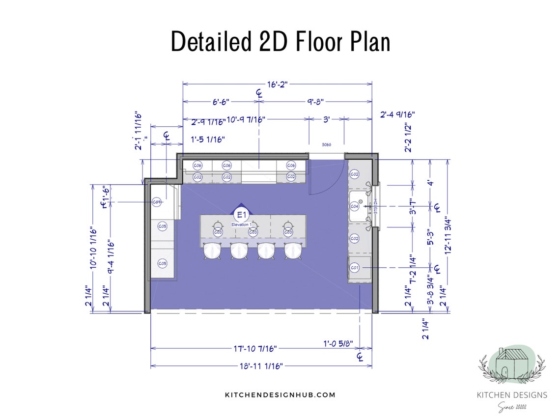 Custom Kitchen Interior Design E-design 2D Layout 3D Renderings - Etsy