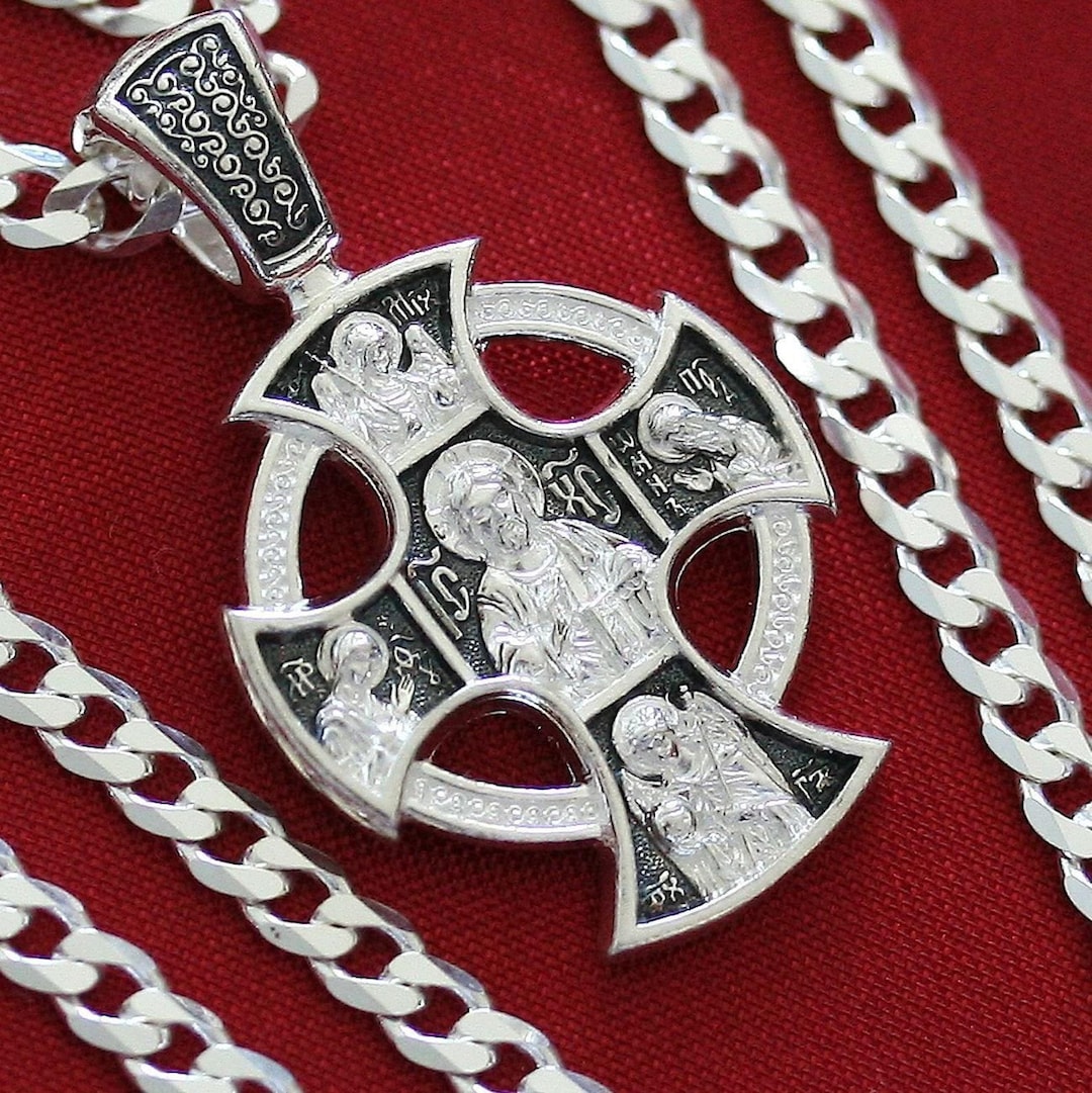 Men Handmade Russian Orthodox Round Celtic Body Cross Guardian Angel ...