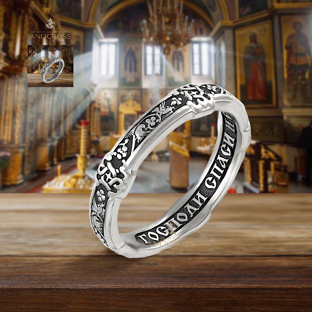 Prayer Save and Protect Orthodox Silver 925 Ring , Russian Language ...