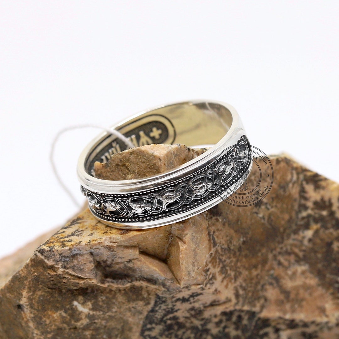 Russian Orthodox Prayer Ring / Solid Silver 925 / Lords Prayer Save and ...