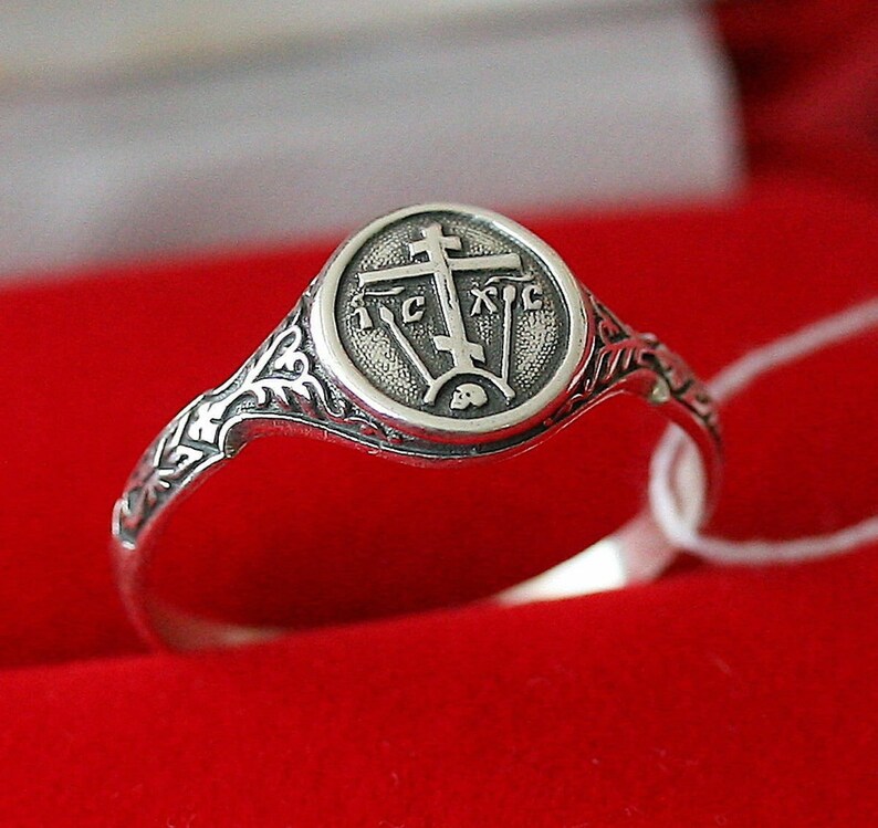 Christian Prayer Ring With a Cross IC XC Sterling Silver 925. Russian ...