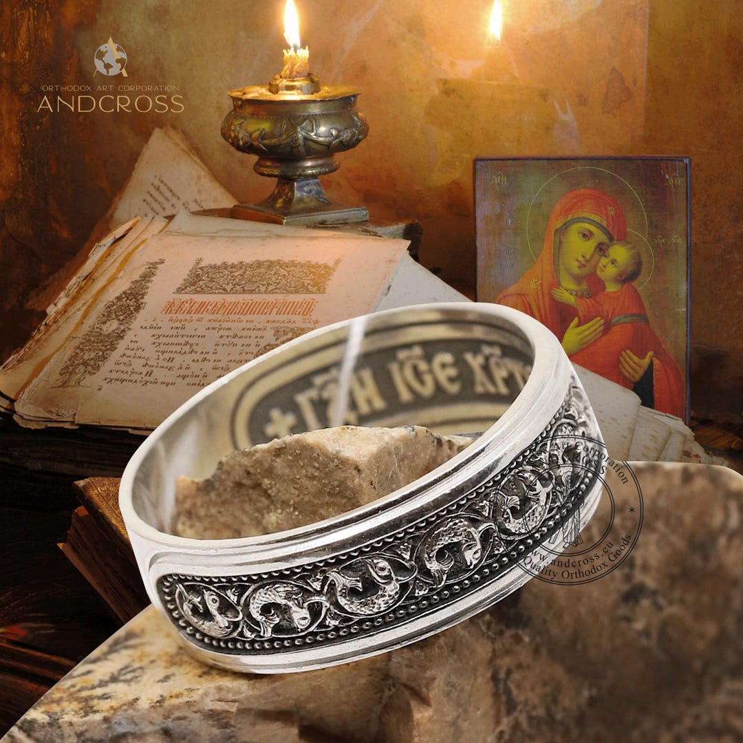 New Orthodox Ring / Lords Prayer Save and Protect / Christian Solid ...