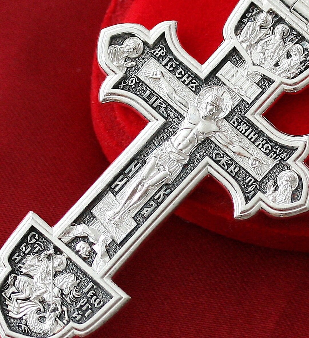Big Russian Greek Orthodox Icon Body Prayer Cross / Silver 925 / Save ...
