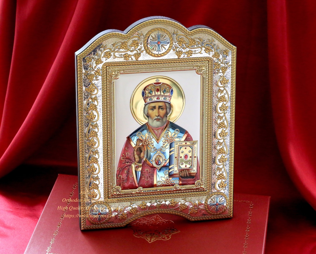 The Saint Nicholas Wonderworker. the Christian Orthodox Silver Icon ...