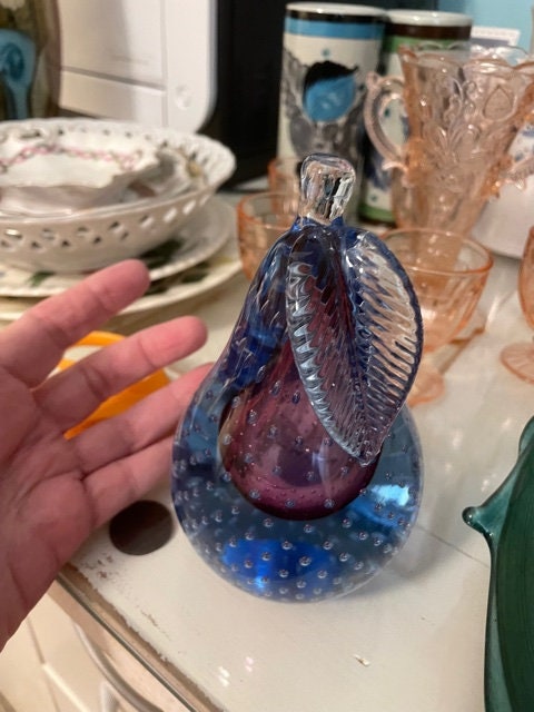 Murano Controlled Bubble Glass Pear Purple and Blue Colors See No ...