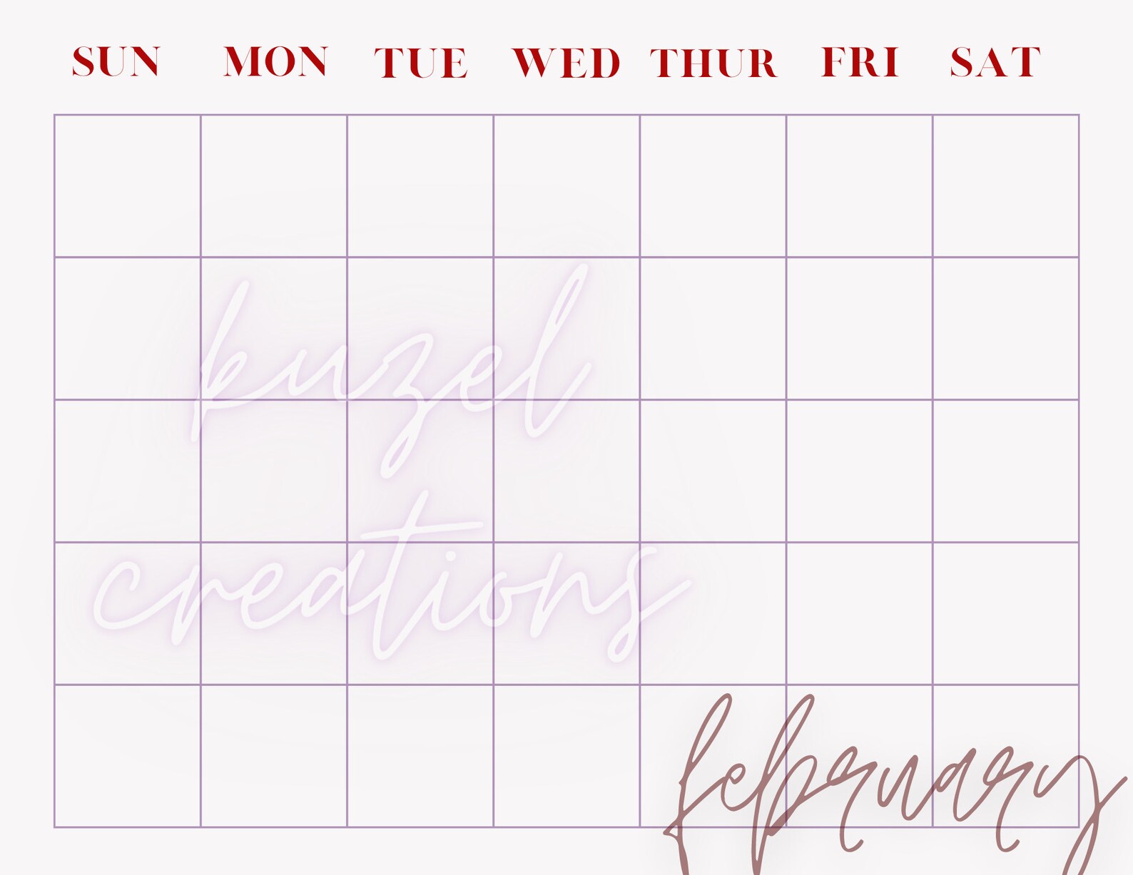 February Minimalist Printable Calendar - Etsy