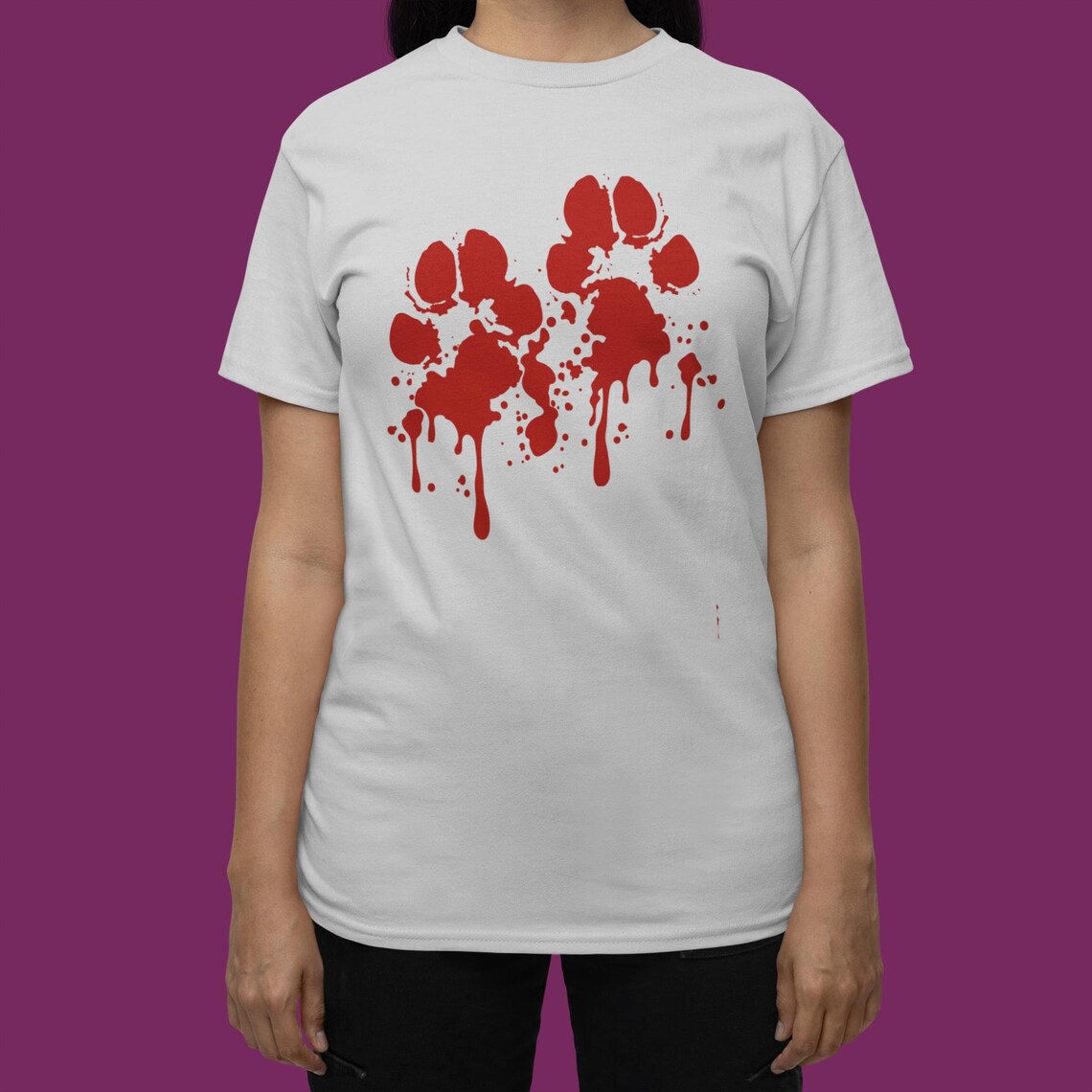 Bloody Pawprints Tshirt Dog Paws Halloween Blood Spatter Tshirt Dog ...
