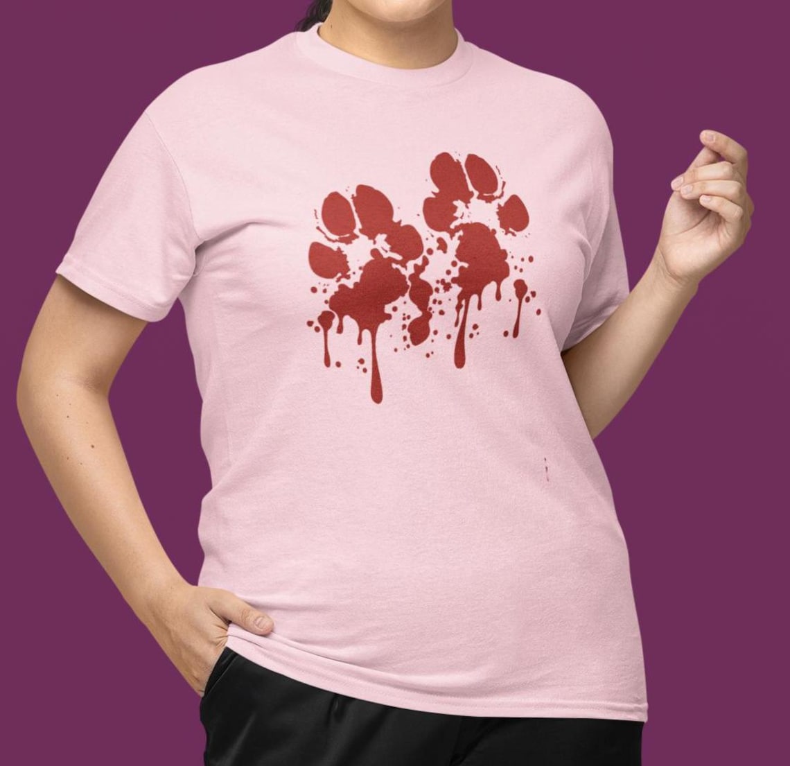 Bloody Pawprints Tshirt Dog Paws Halloween Blood Spatter Tshirt Dog ...