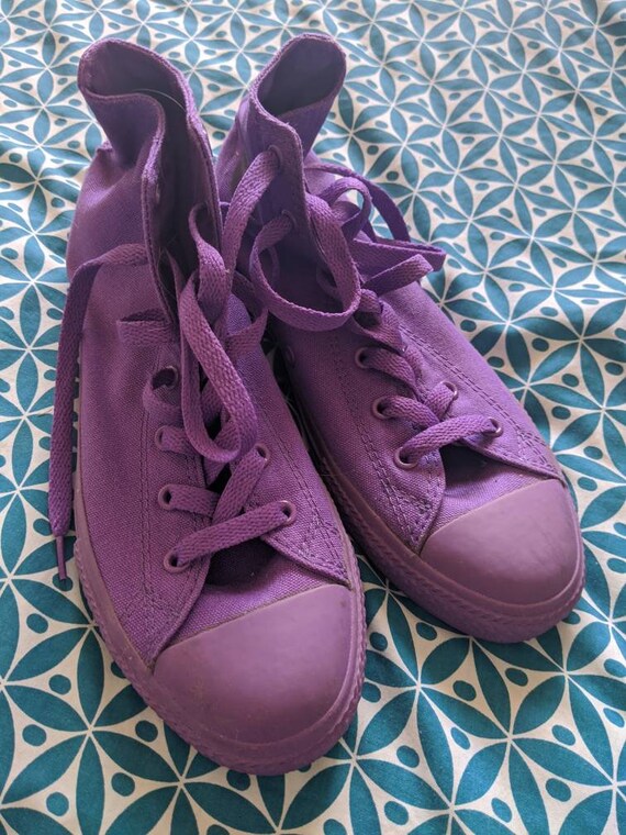 Rare all purple Converse baseball boots. Never worn. Size 5 | Etsy