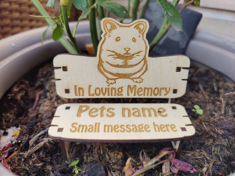 Personalised Hamster Memorial Bench, Wooden Pet Grave Marker, in Loving ...