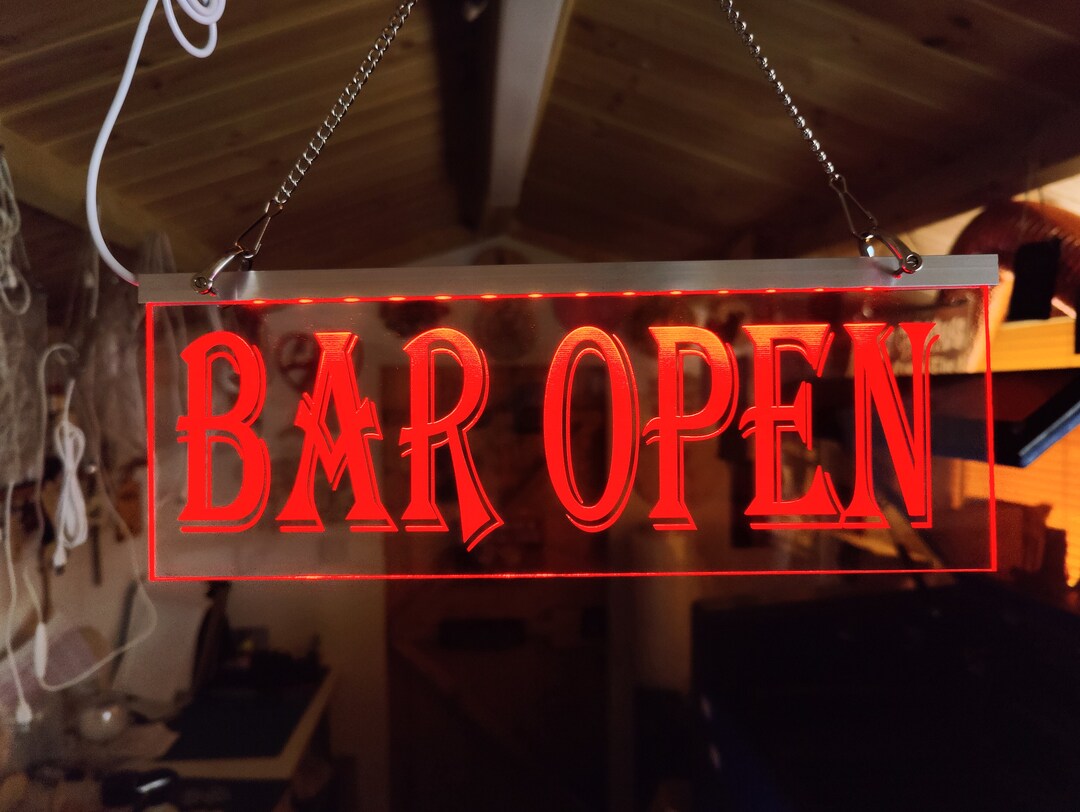 Led Bar Sign - Bar Open Neon Mancave Garden Bar - Etsy