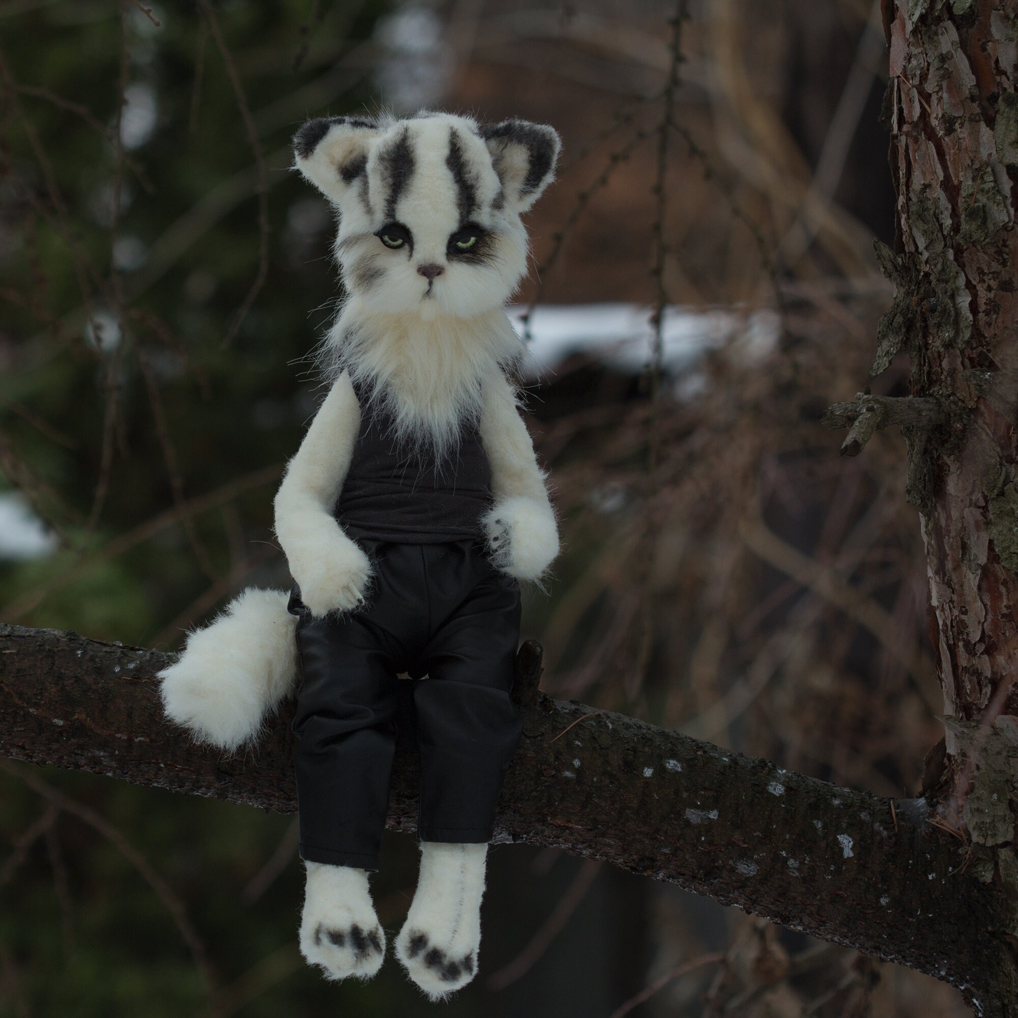 Cat Handmade Doll Black and White in Clothes - Etsy