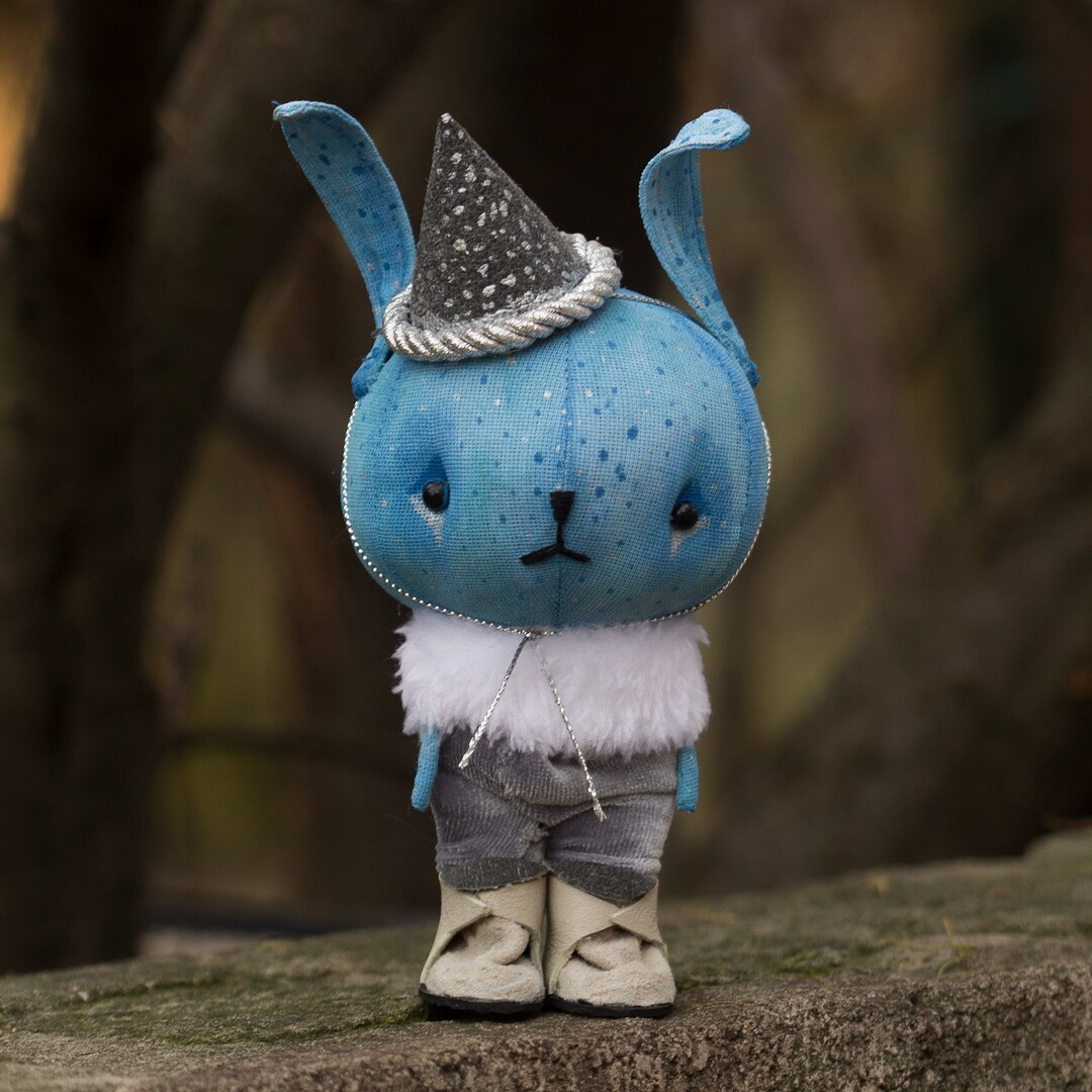 Bunny Art Doll Blue Rabbit - Etsy