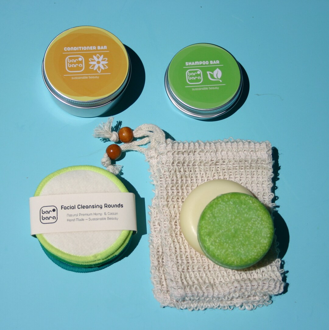 BUNDLE Gift Set Shampoo Conditioner Cotton-hemp Rounds Soap Savers Bar ...