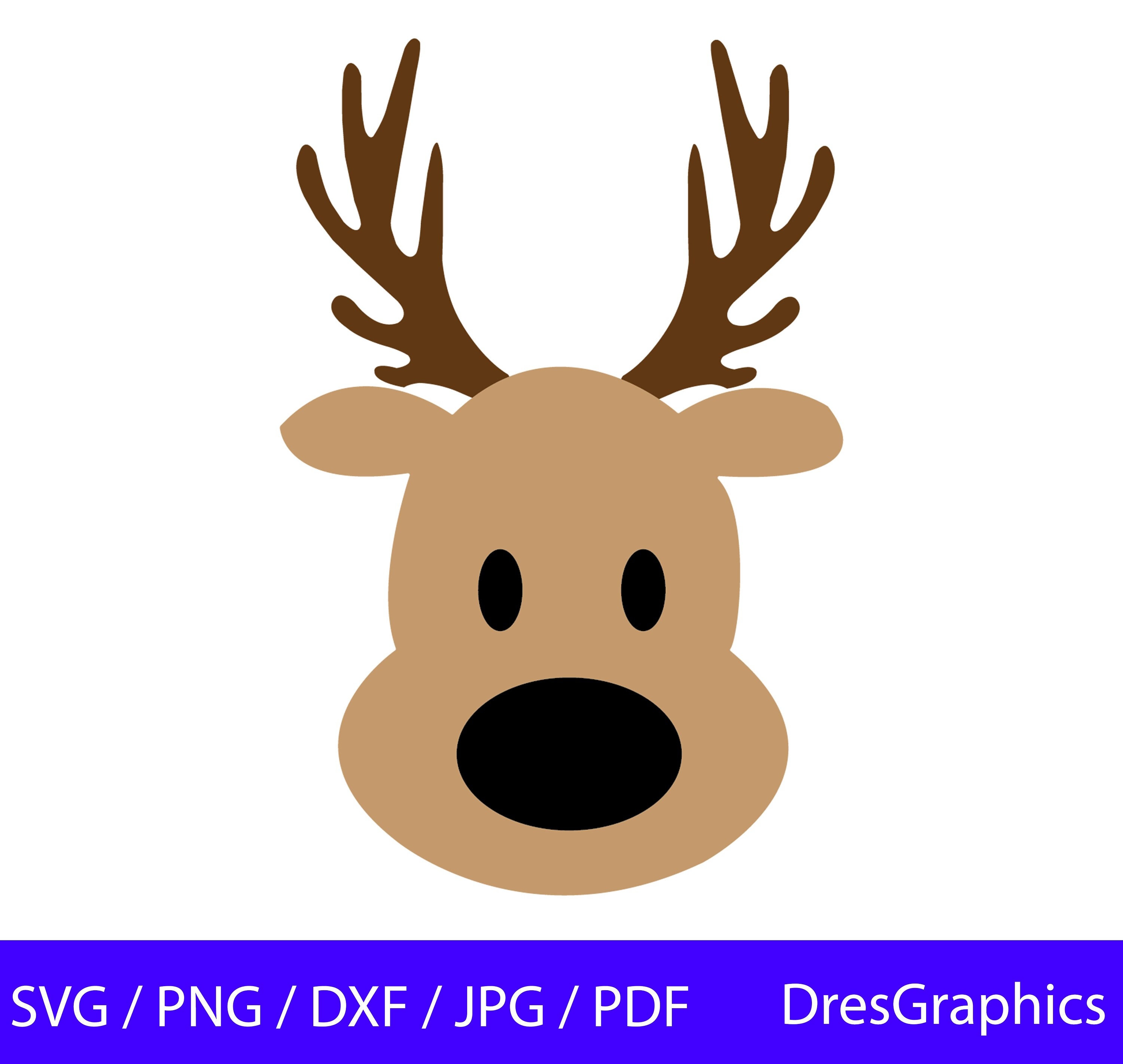 Reindeer SVG, Reindeer Clipart, Christmas SVG, Reindeer Face SVG, Cute ...