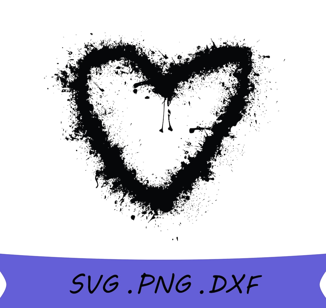 Painted Heart Svg, Spray Painted Heart Svg, Abstract Heart SVG, Heart ...