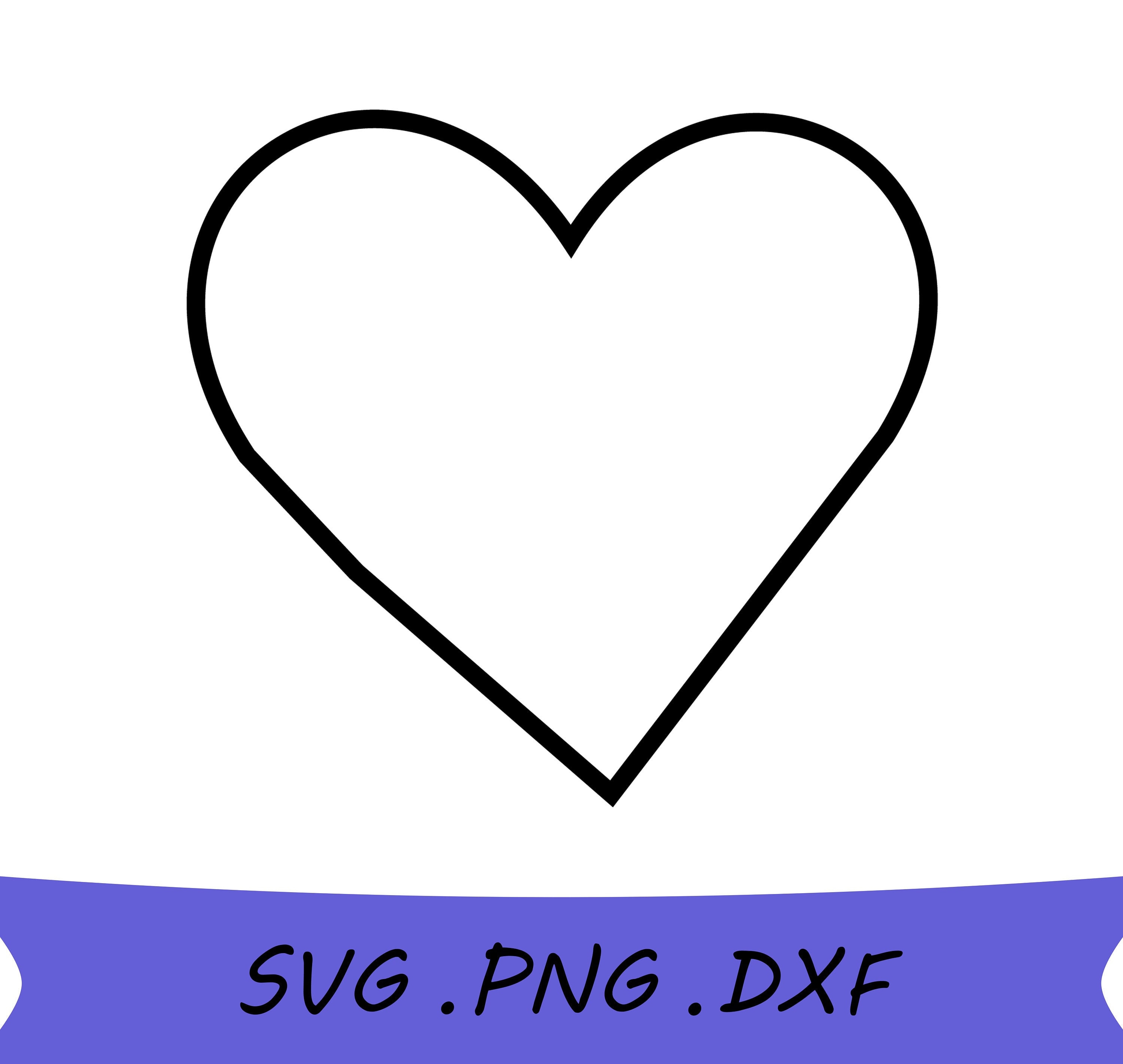 Heart Outline SVG Heart Outline PNG Heart Outline DXF Heart - Etsy ...