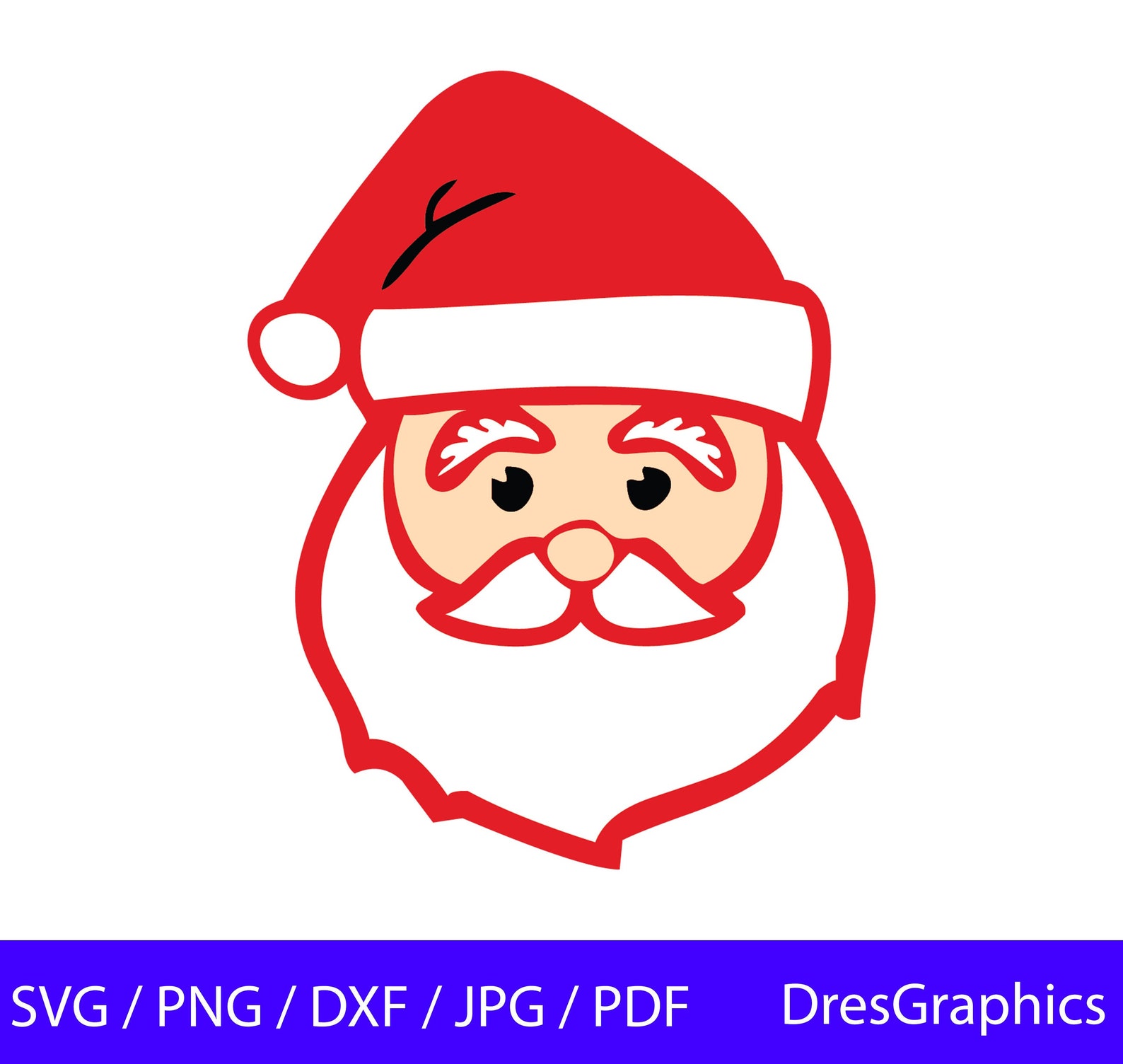 Santa SVG, Santa Face SVG, Santa Cut File, Christmas SVG, Santa Face ...