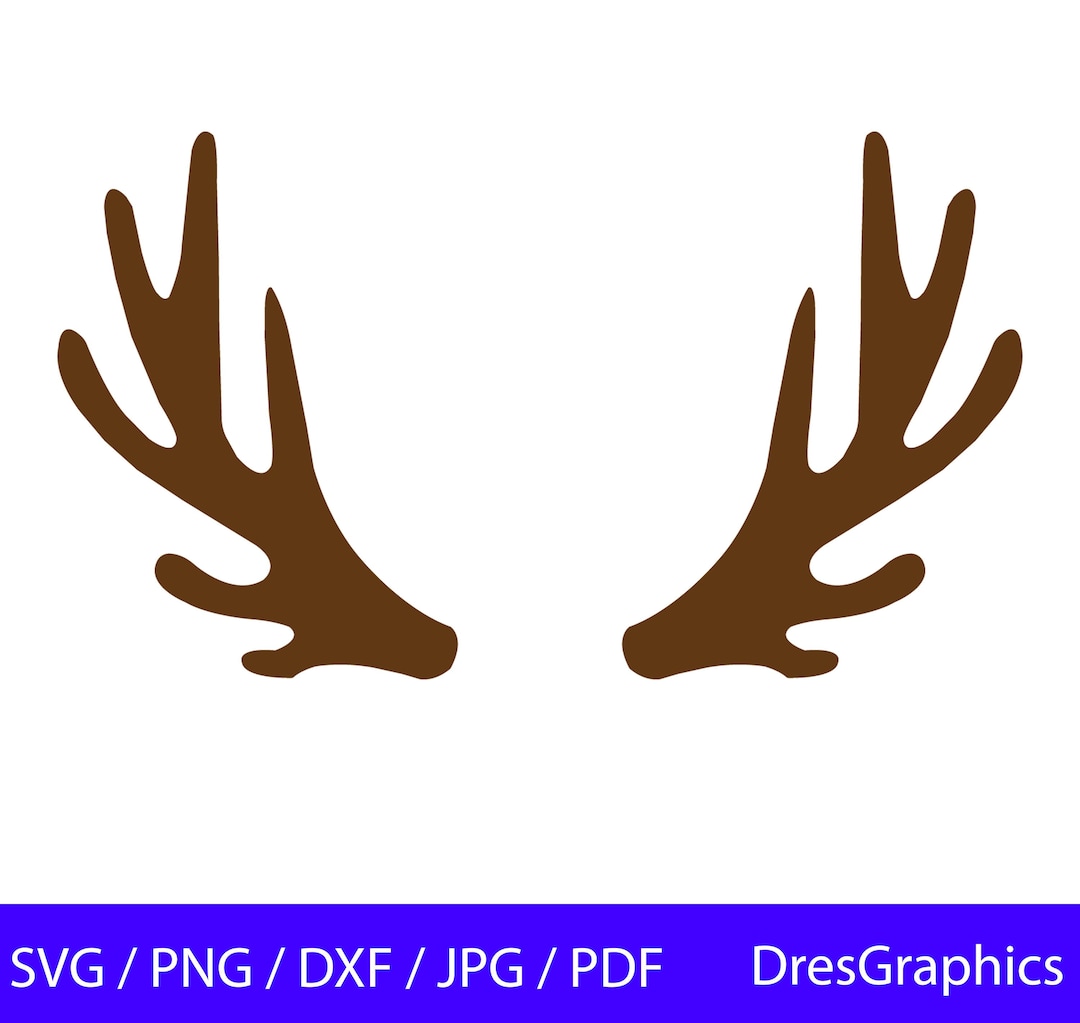 Reindeer Antlers SVG, Deer Antlers SVG, Antlers Vector Cut File, Brown ...