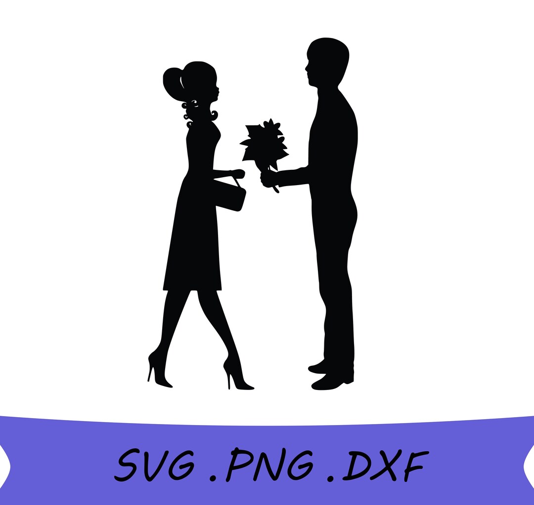 Couple Guy Giving Flowers SVG, Couple Flowers Svg, Cute Couple Clip Art ...