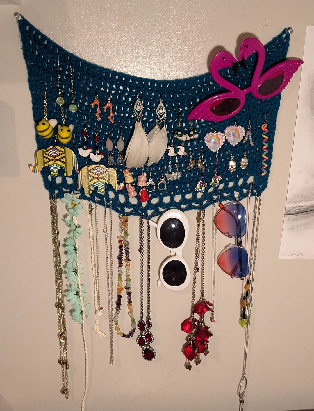 Handmade Crochet Jewelry Holder | Jewelry Hanger | Organizational Wall ...