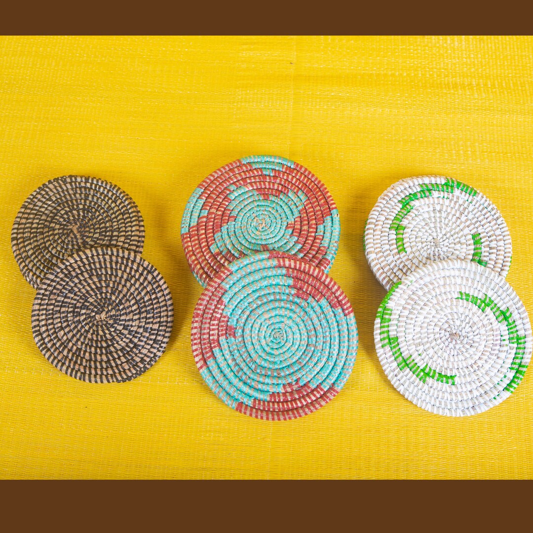 Set of 2 Handmade Wicker Coasters Modern Handmade Coaster - Etsy