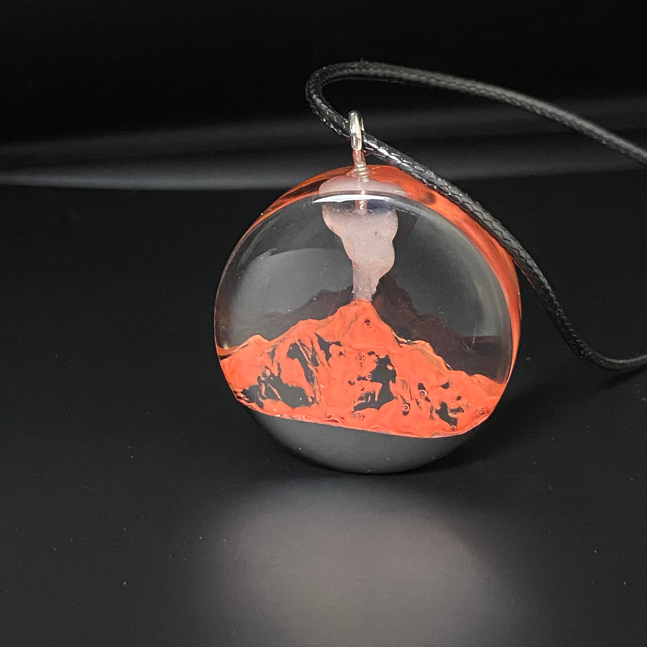 Volcano Mountain Resin Necklace: Glow in the Dark Wood Pendant - Etsy