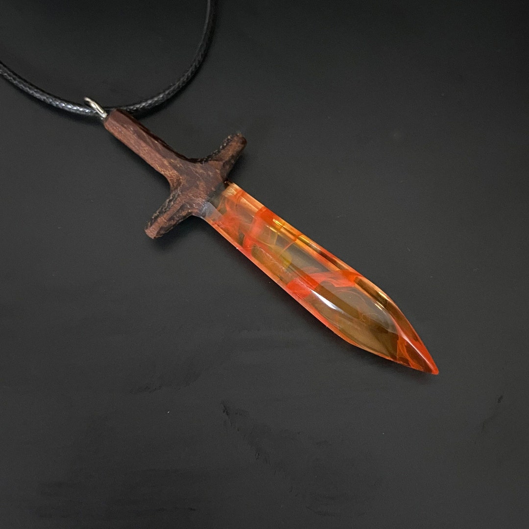 Epoxy Sword Pendant, Resin Sword Necklace, Resin Jewelry, Handmade ...