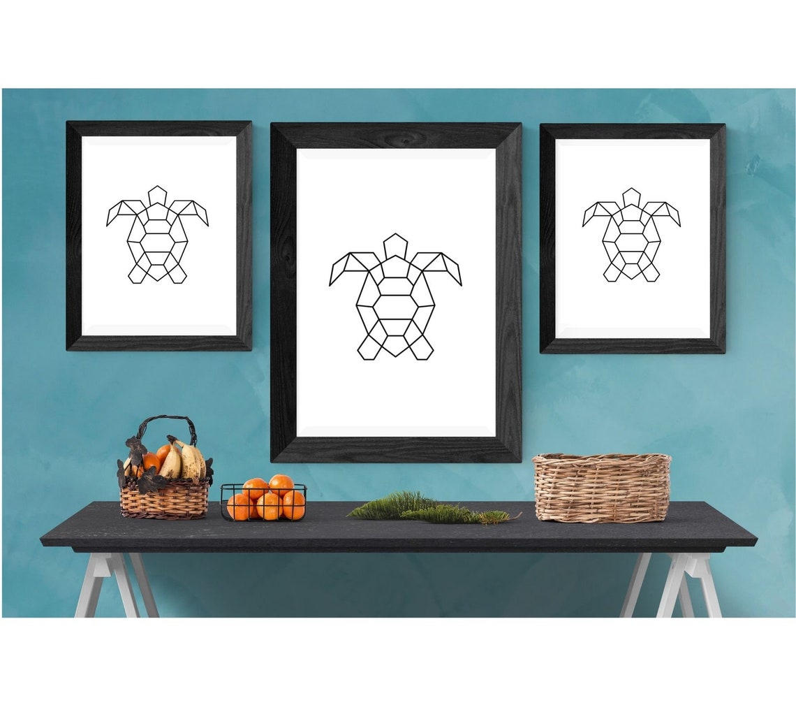 Tortoise Line Art Drawing Print. Printable Black and White Modern ...
