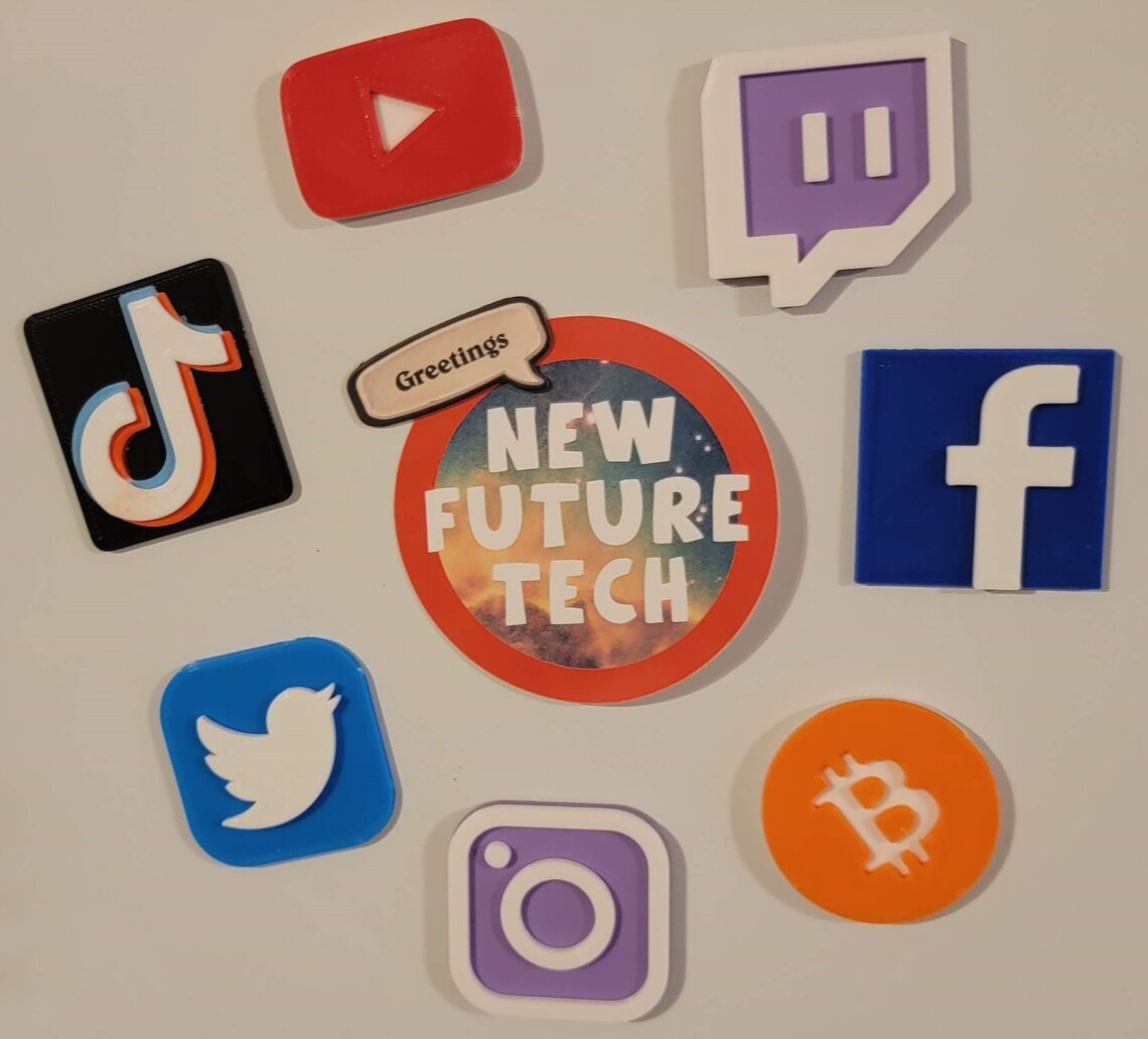 Social Media Magnets and Pins Tiktok Twitch Youtube | Etsy