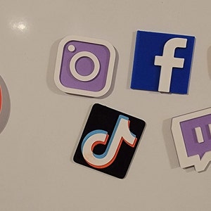 Social Media Magnets and Pins Tiktok Twitch Youtube - Etsy