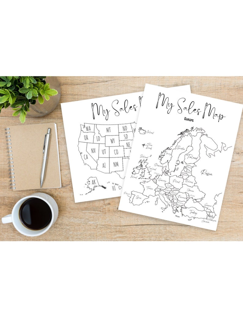 Sales Map Printable Sales Map Sale Tracker Europe Sales - Etsy