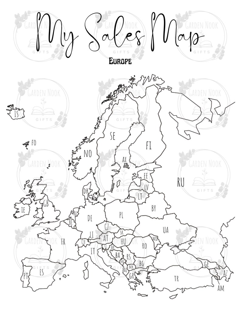 Printable Sales Tracker Map: USA & Europe (PDF) - Etsy