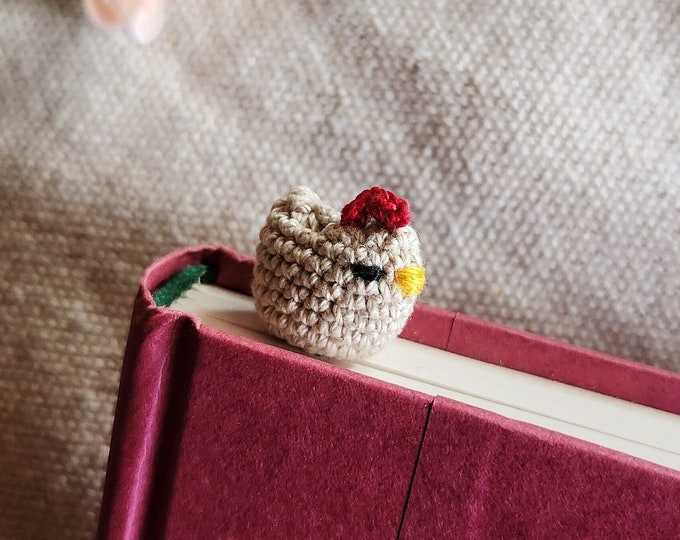 Crochet Chicken Bookmark: Handmade Cotton Book Lover Gift - Etsy