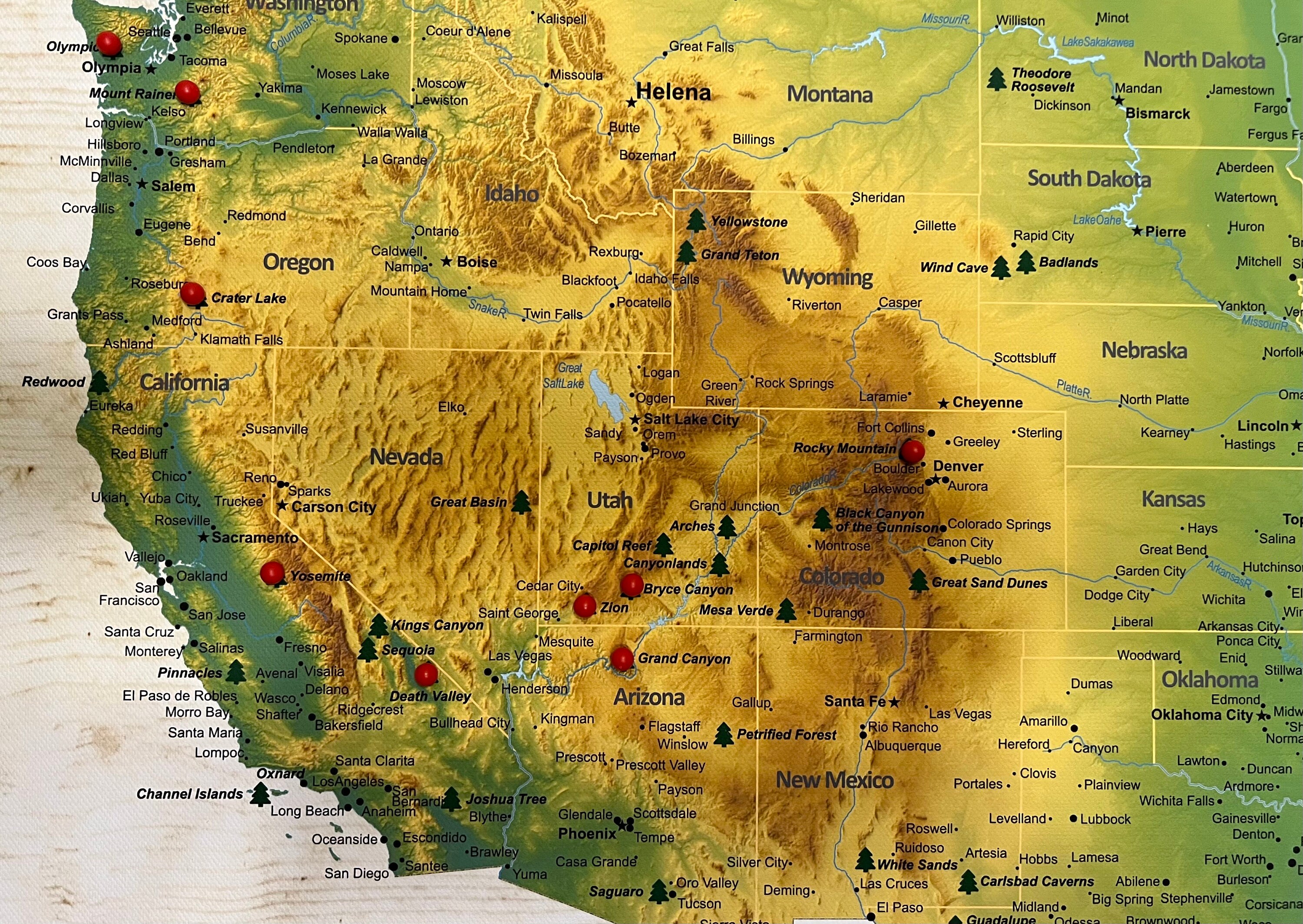USA National Parks Map With Push Pins, Personalized National Park Map ...