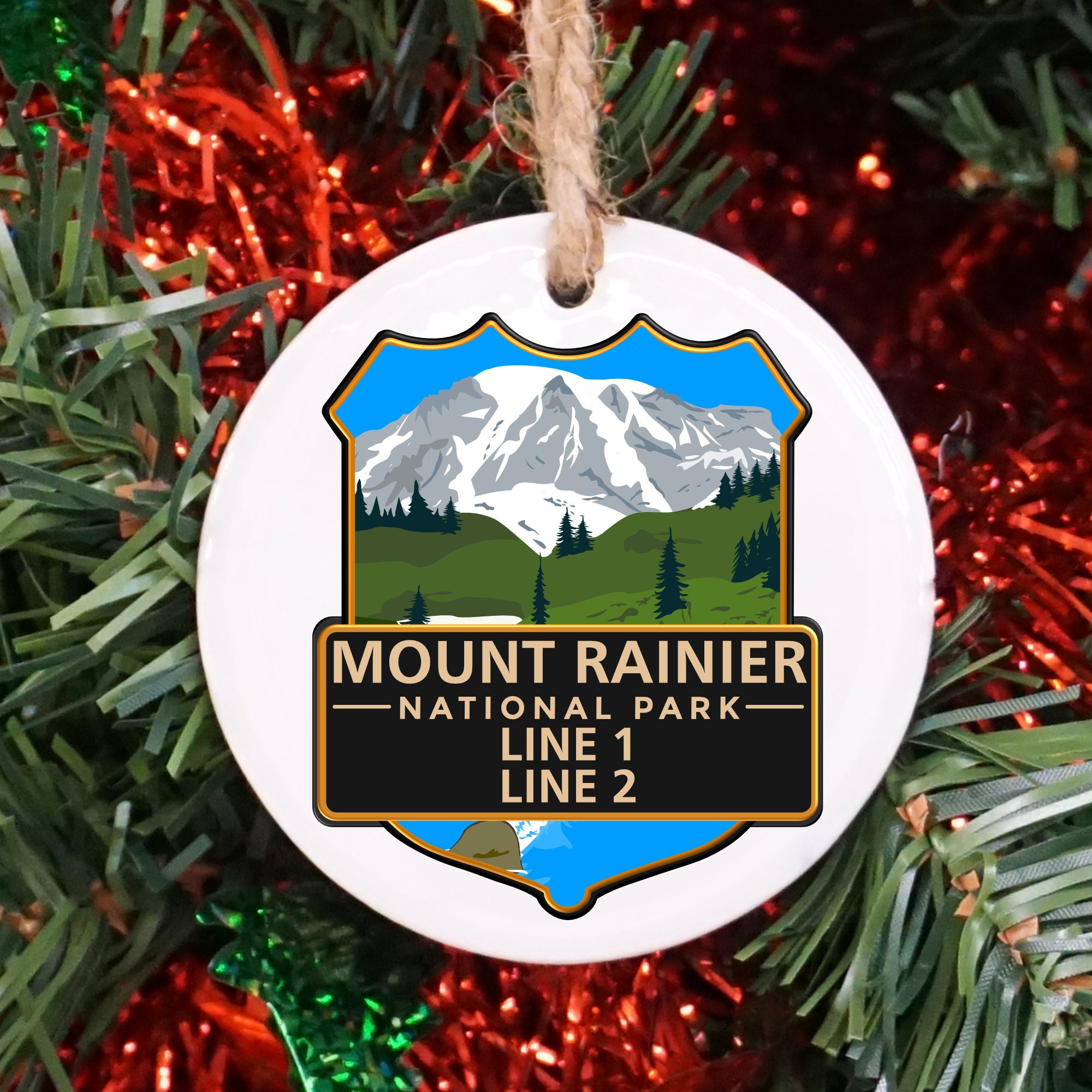 Custom Mount Rainier National Park Ornament, National Park Travel ...