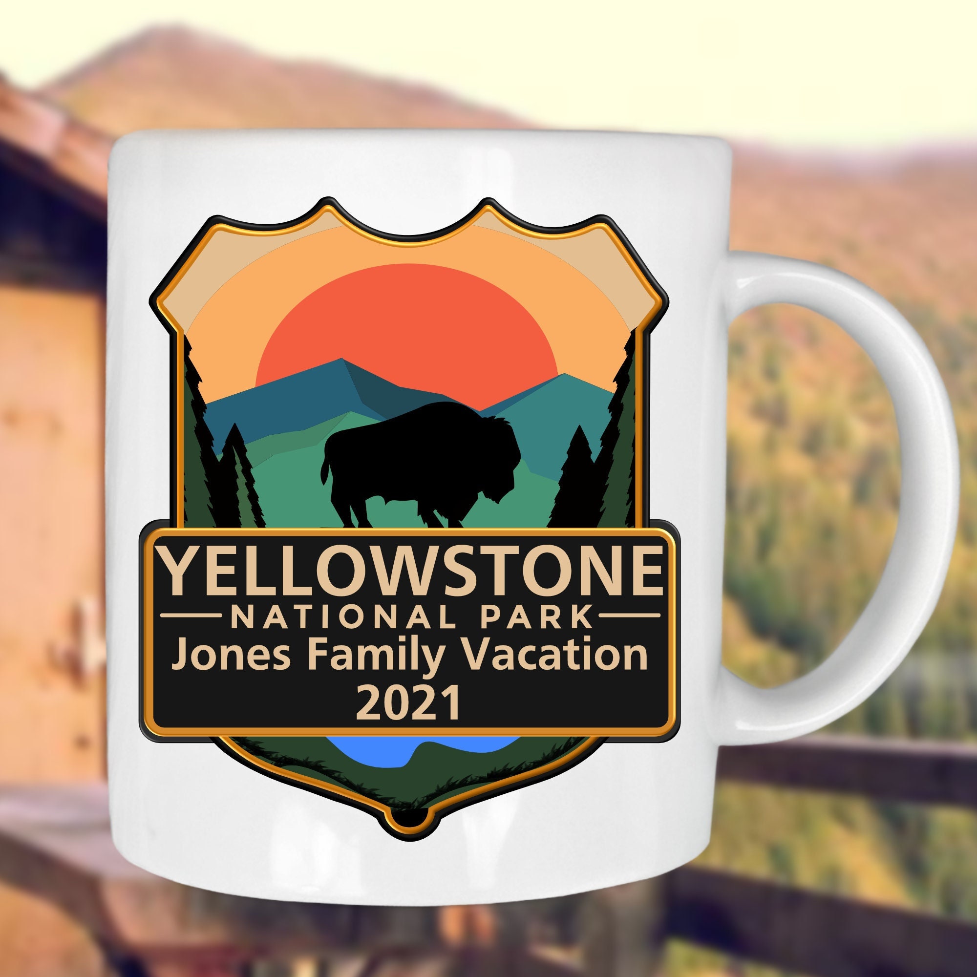 Yellowstone National Park Mug, Personalized Yellowstone National Park ...