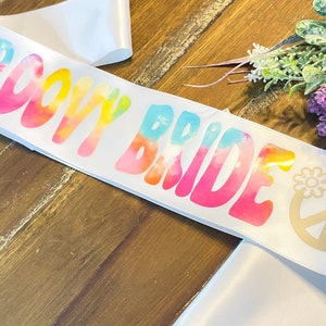 Groovy Bride Sash, Retro Boho Hippie Tie-dye Sash for Bachelorette, 60s ...