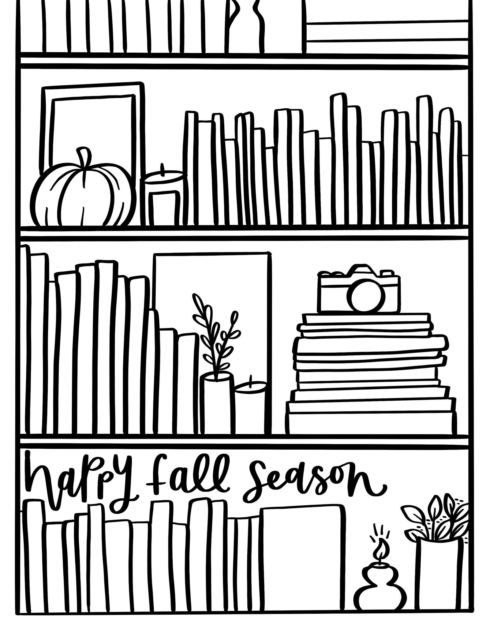Coloring Page Fall Themed Coloring Sheet for Fall Coloring Page for ...
