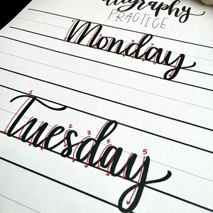 Modern Calligraphy Practice Sheets for Hand Lettering Weekday Practice ...