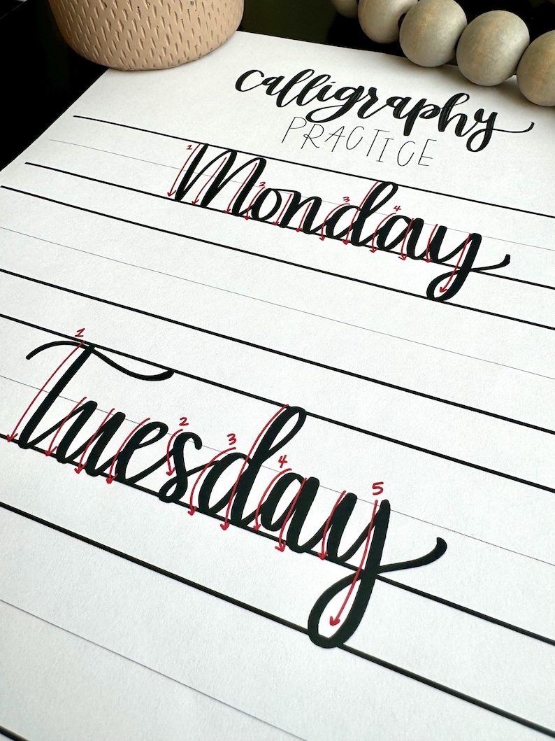 Modern Calligraphy Practice Sheets for Hand Lettering Weekday Practice ...